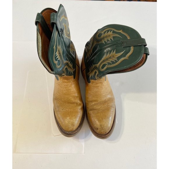 Tony Lama | Shoes | Vtg Light Brown And Dark Green Calf Skin Lamas ...